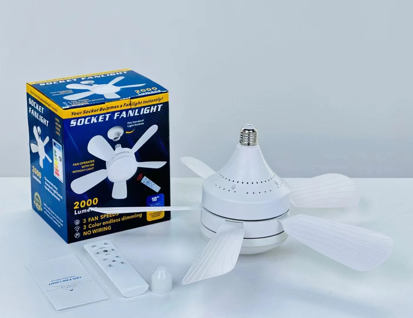 E27/e26 Socket Led Farmhouse Ceiling Fan And Light 18inch Dimmable ...