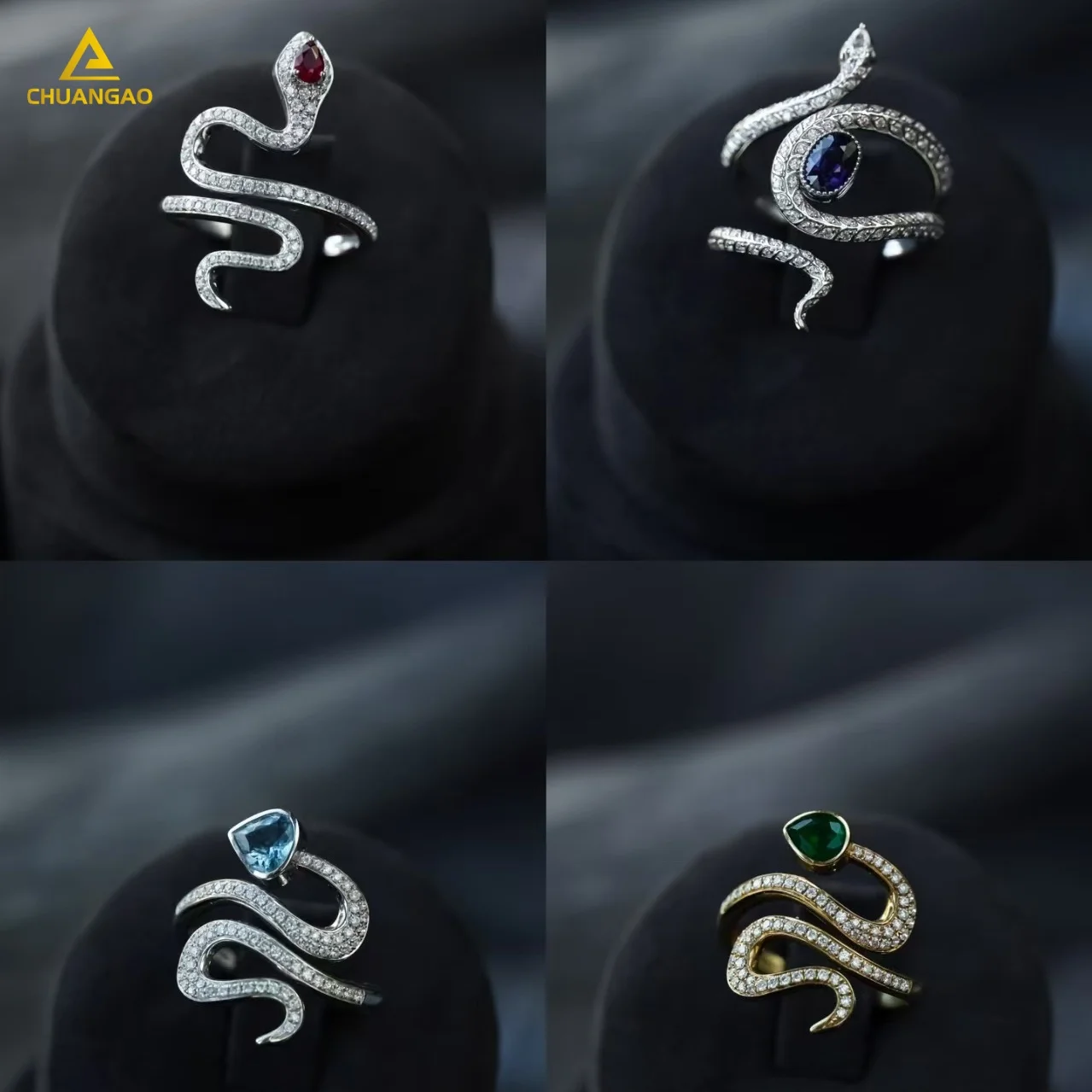 Alibaba.com: Royal Sapphire Emerald Pigeon Blood Red 18k Gold Snake ...