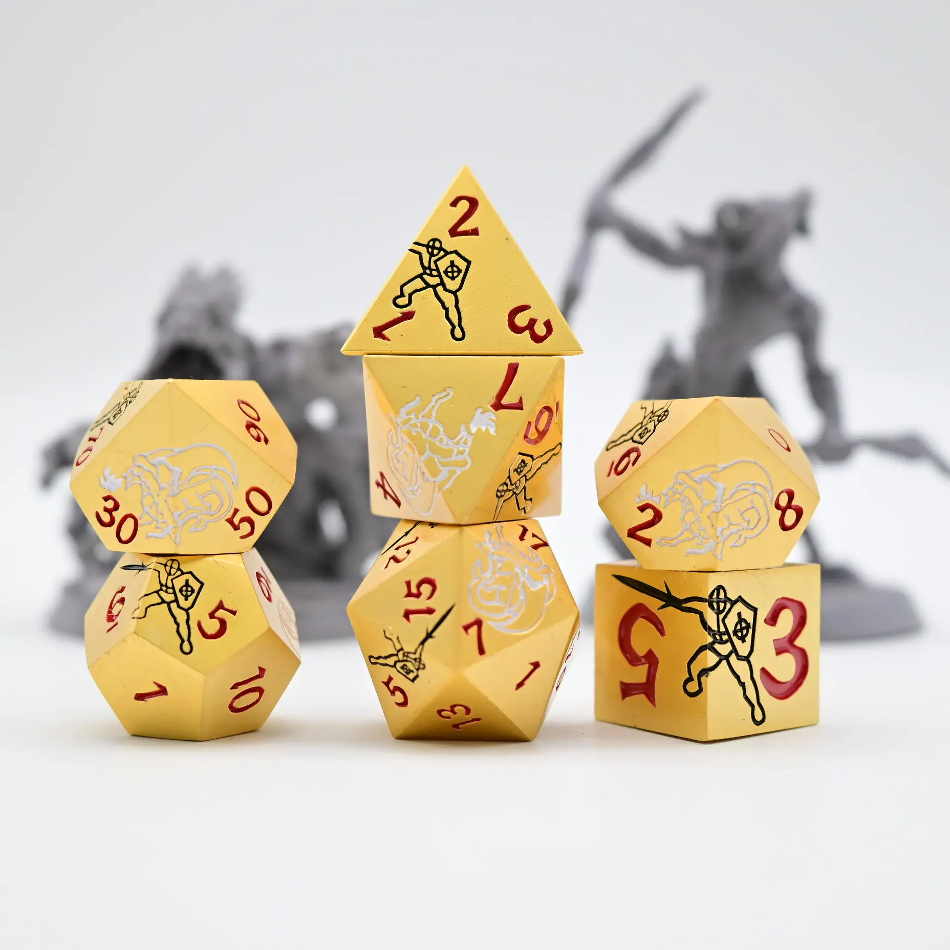 LM DND Warrior D20 Carving Dice Set 16mm Black Zinc Metal for DND 5E ...