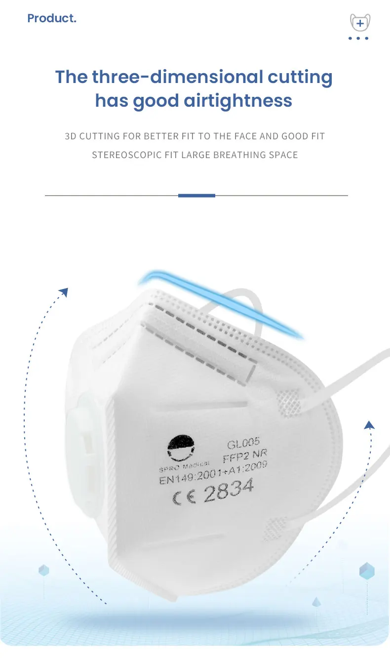 Anti Protective Face Mask With En149 Ffp2 Mask Respirator Non-woven Folding Shape Dust Mask ...