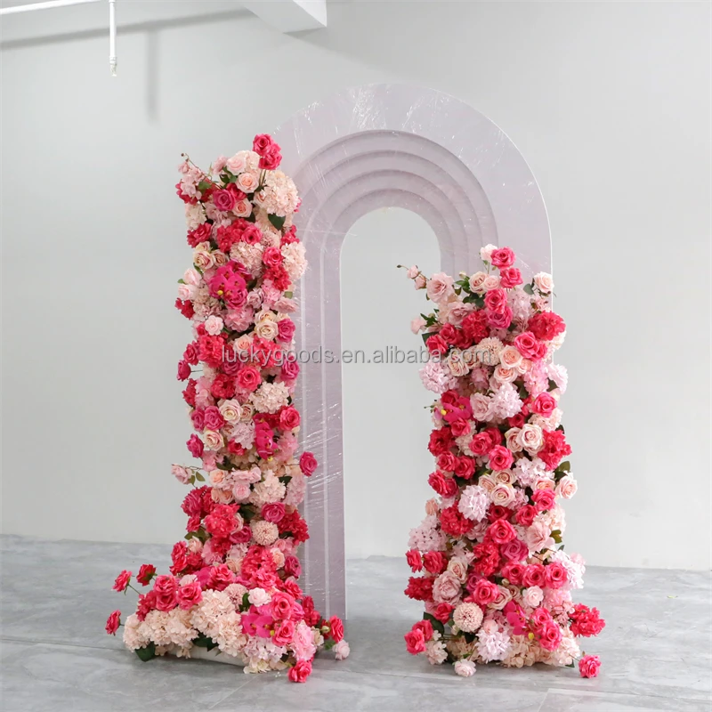 LFB2267 2024 Pink Wedding Backdrops Stand Arch With Flower Runner for ...