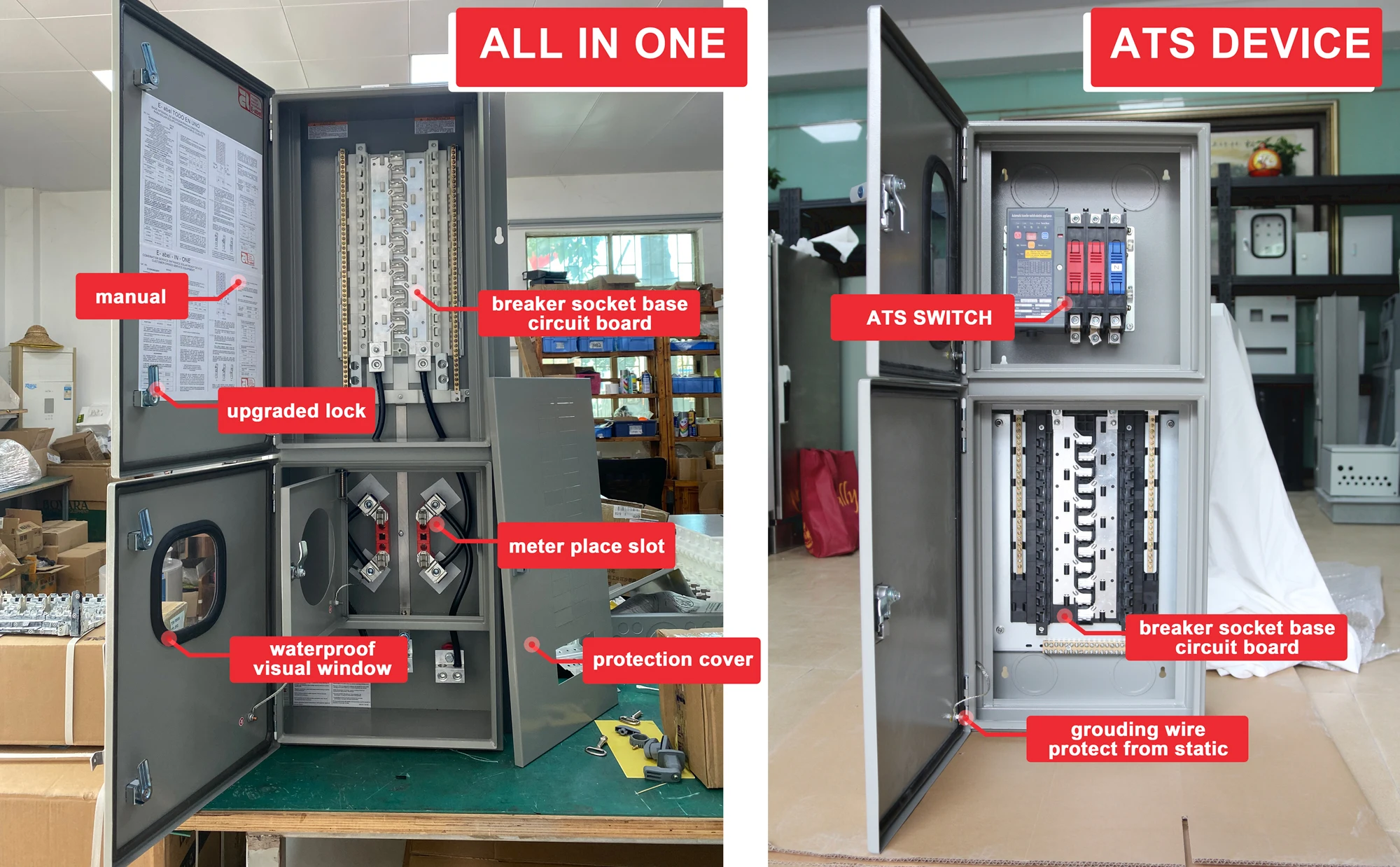 Upgraded 20 Space 40 Circuit 200A Meter Box Main Lug Circuit Breaker ...