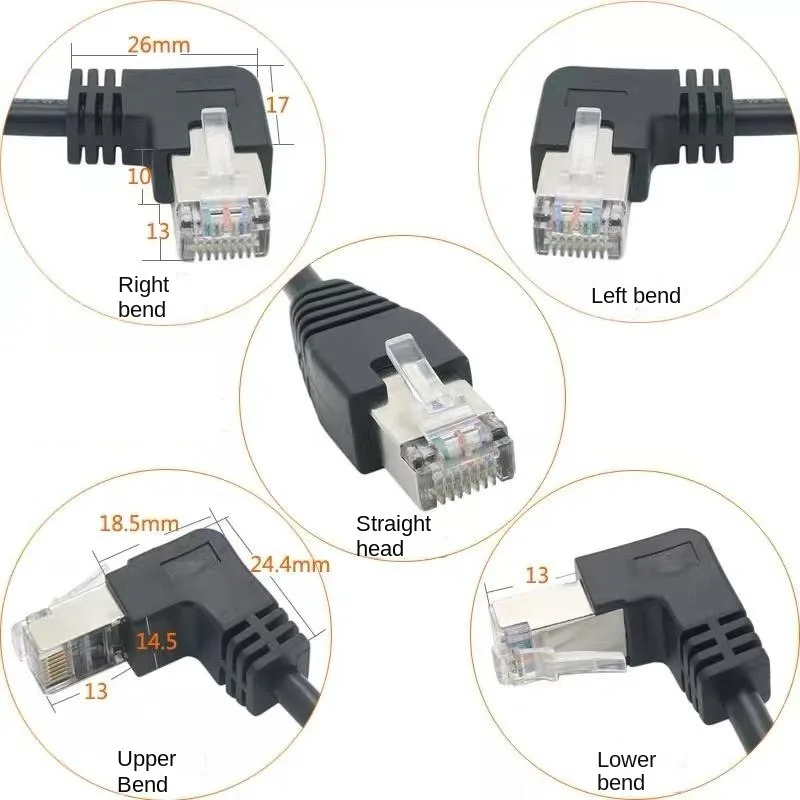 Ethernet Right Angle Cat5 Cat5e Cat6 Cat6a Cable 90-degree L-elbow Lan ...