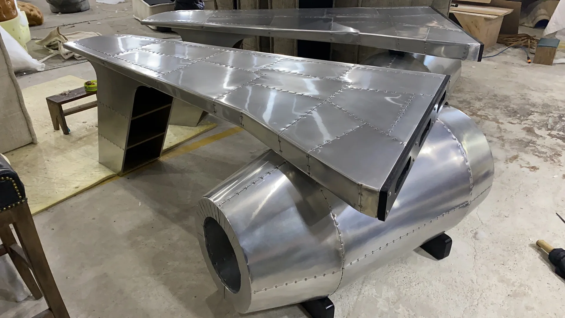 Airplane Furniture Wing Desk Aluminium Rivets Spitfire Aviation Vintage ...