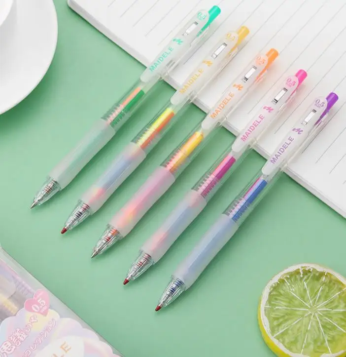 Hot Sell 5colors 0.5mm Ball Point Water Color Gel Ink Pen