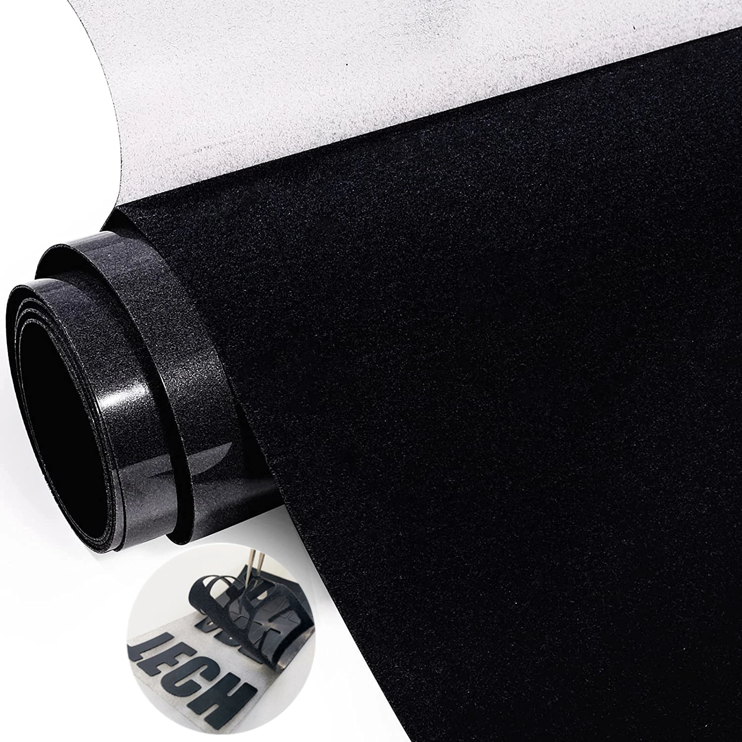 Black Custom Pvc Material Flocking Heat Transfer Film Soft Hand Feeling ...