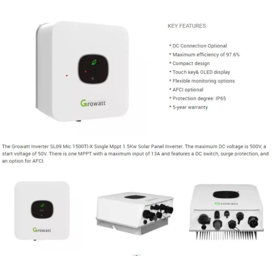 Growatt Min 2500~6000tl-x 2500w 3000w 3600w 4200w 4600w 5000w 6000w On ...