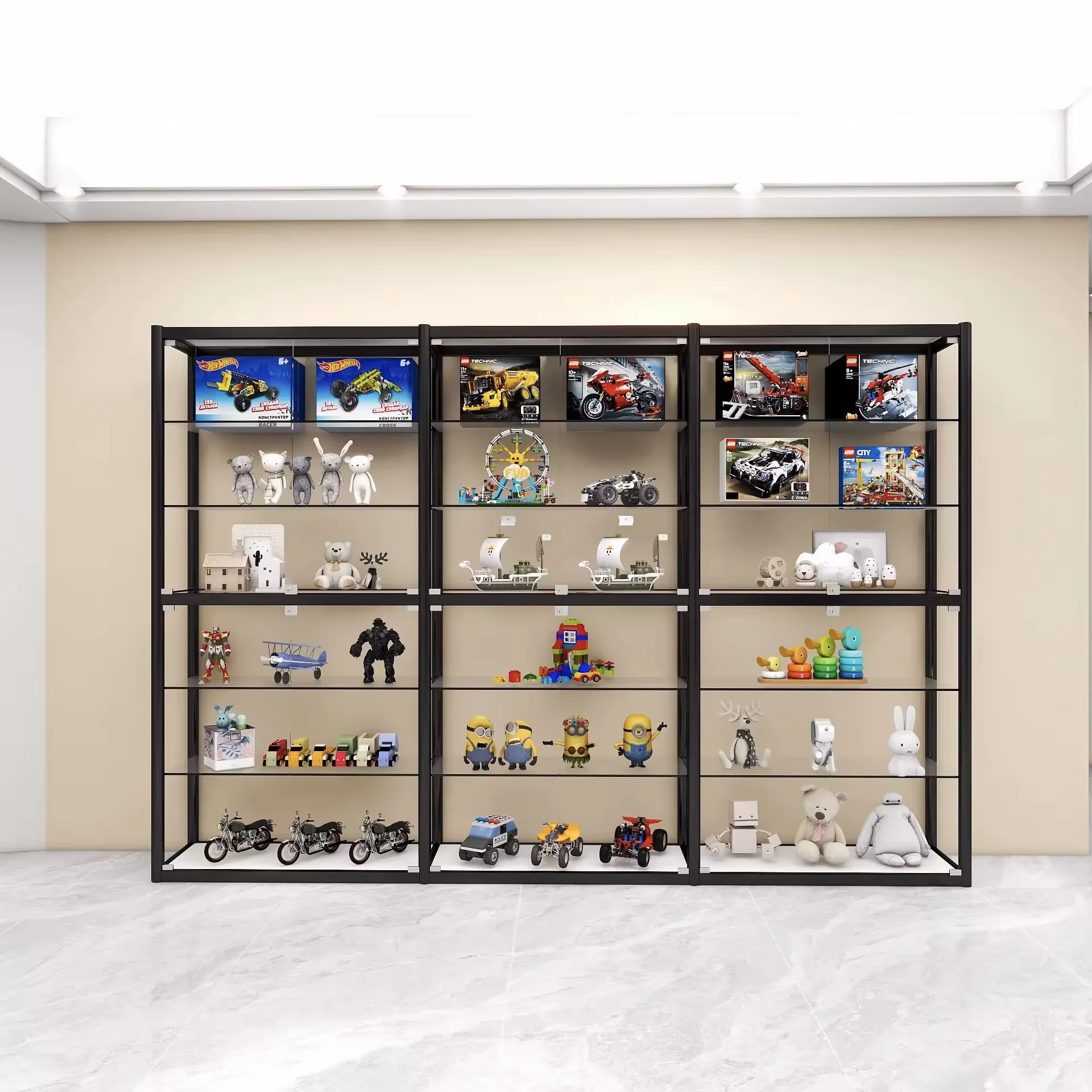 Aluminium Frame Full Vision Showcase Lockable Glass Showcase With Mdf ...