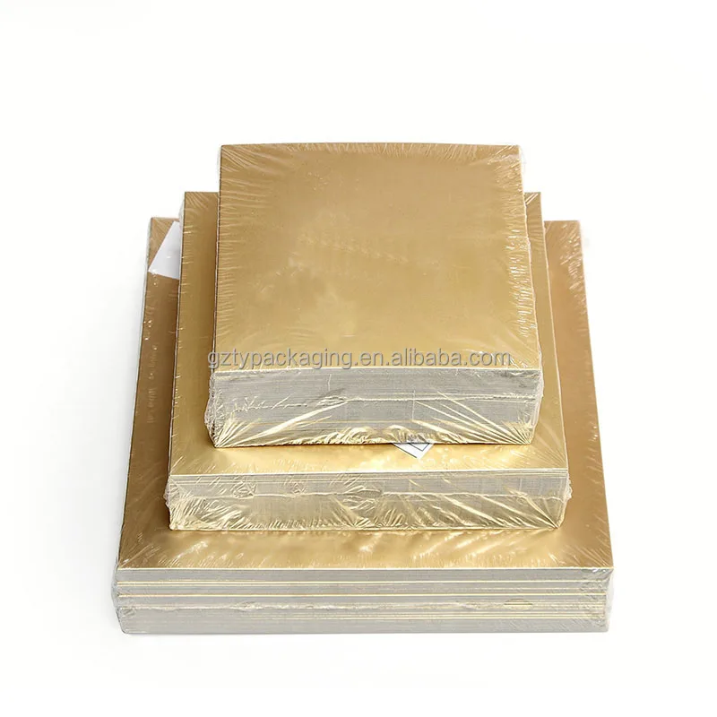 8'' 10'' 12'' Circle Square Laminated Cake Board Base Gold Silver 2mm ...