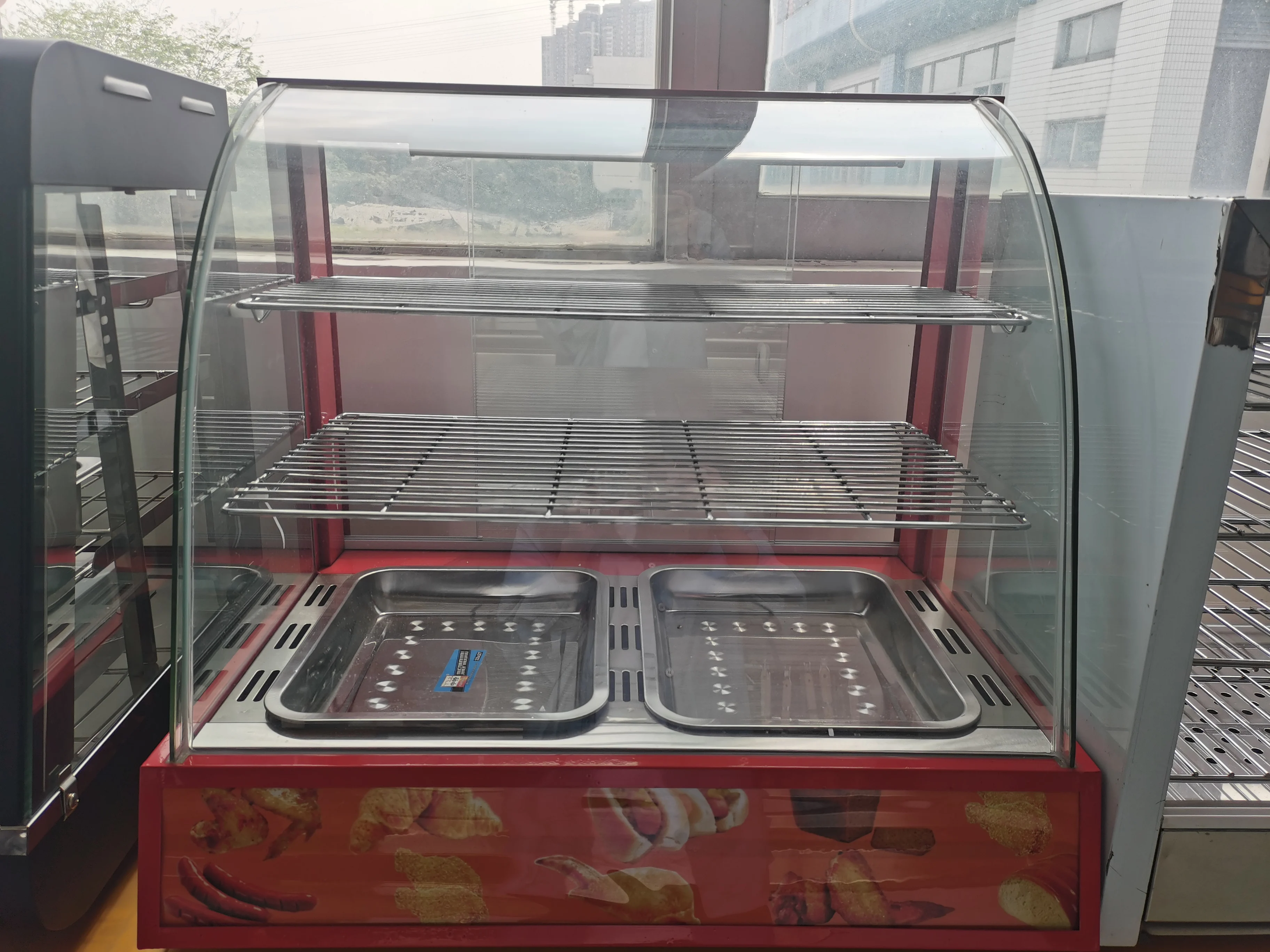 Curved Glass Food Display Warmer - High Efficiency Showcase