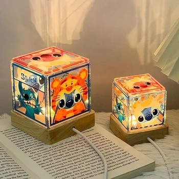 2024 Original Cute Design Wooden Based Acrylic Stitch Night Light ...