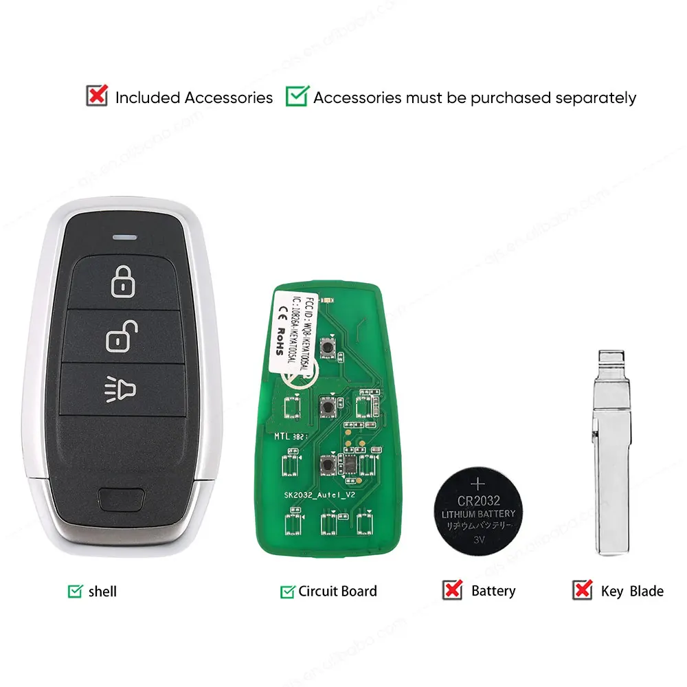 Autel Ikeyat003al Ikey 3 Buttons Smart Universal Key Used With Altra ...