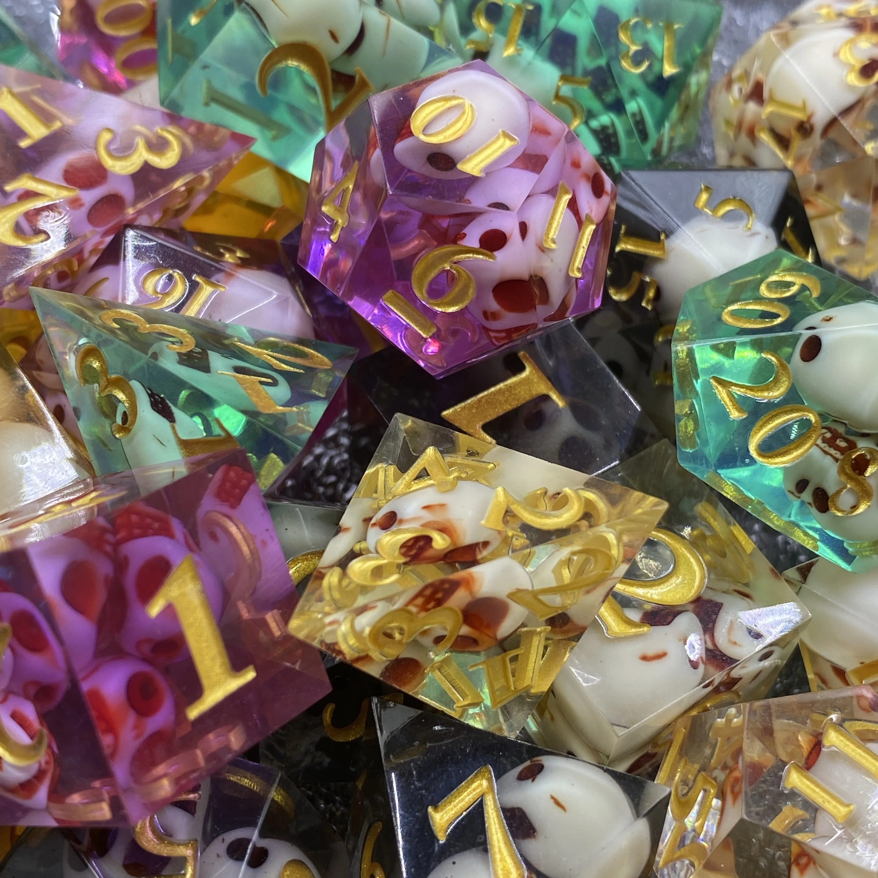 DND Resin Dice Custom Set - Sharp Edged Dungeons & Dragons
