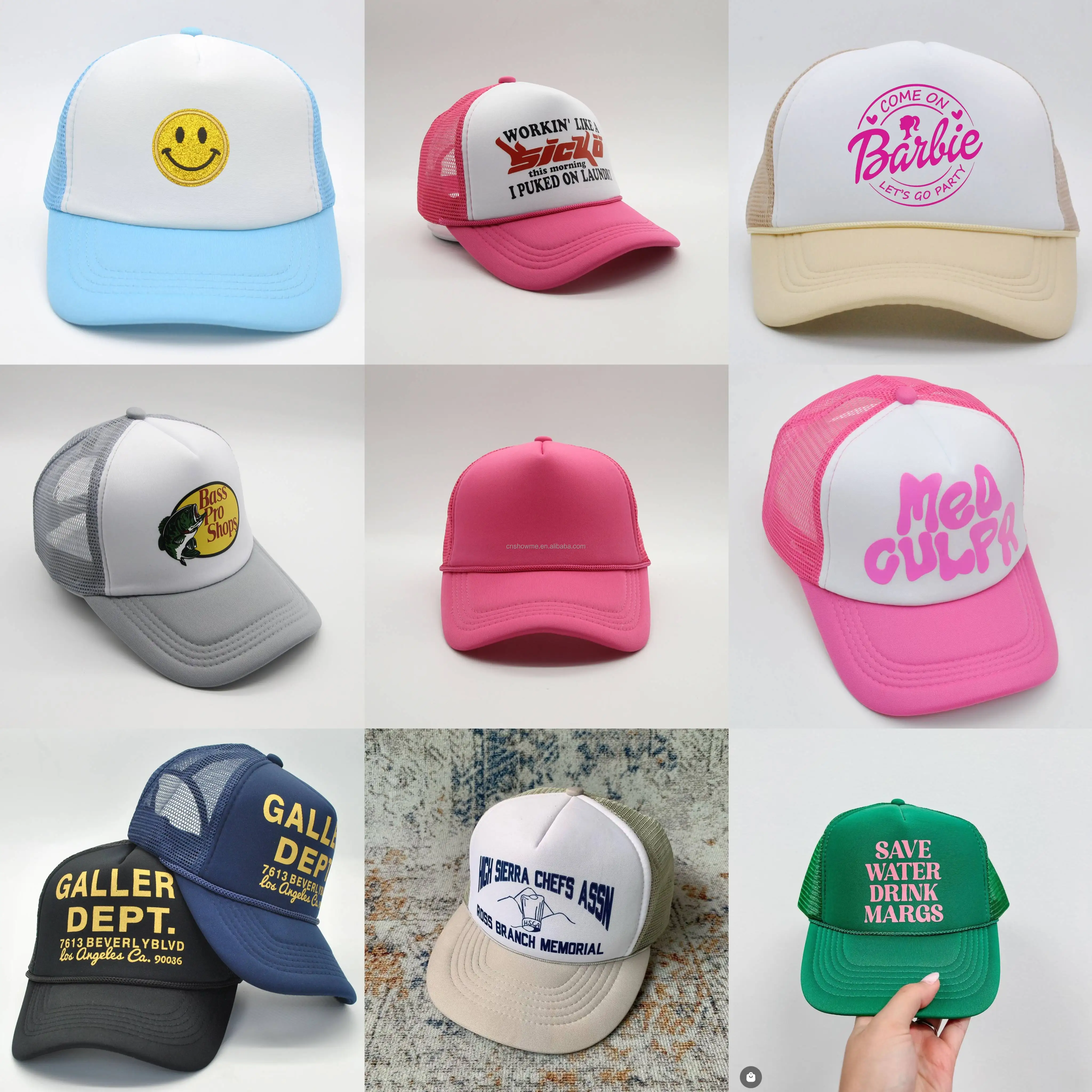 Custom Logo 5 Panel Mesh Printed Embroidery Logo Patch Foam Mesh ...