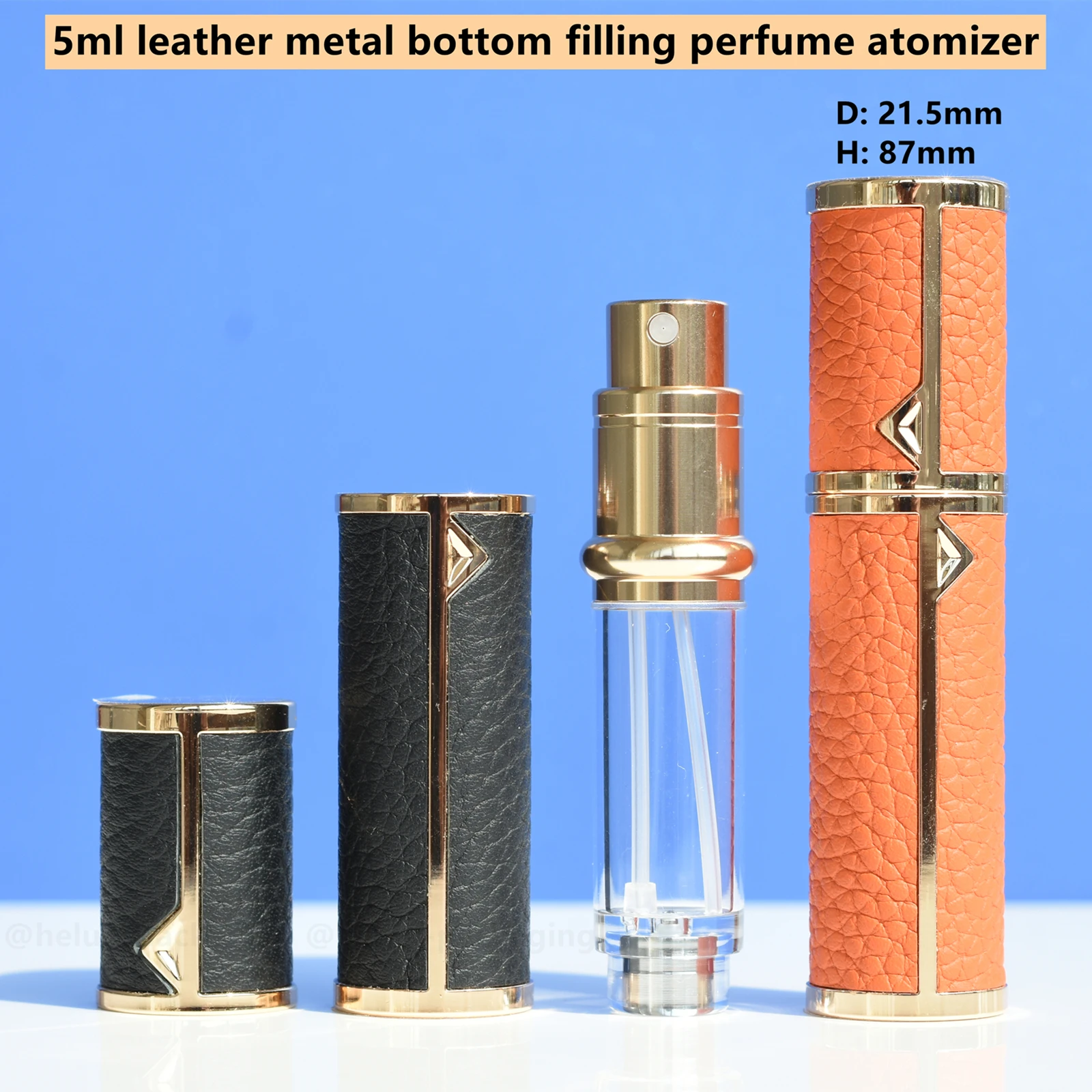 HeLun Packaging 5ml Travel Portable Refillable Bottom Filling Leather ...