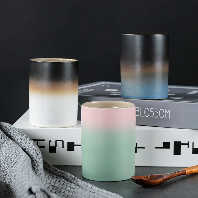 Custom Logo Pottery Clay Coffee Mug Cup Gradient Glazed Japanese Arabic ...