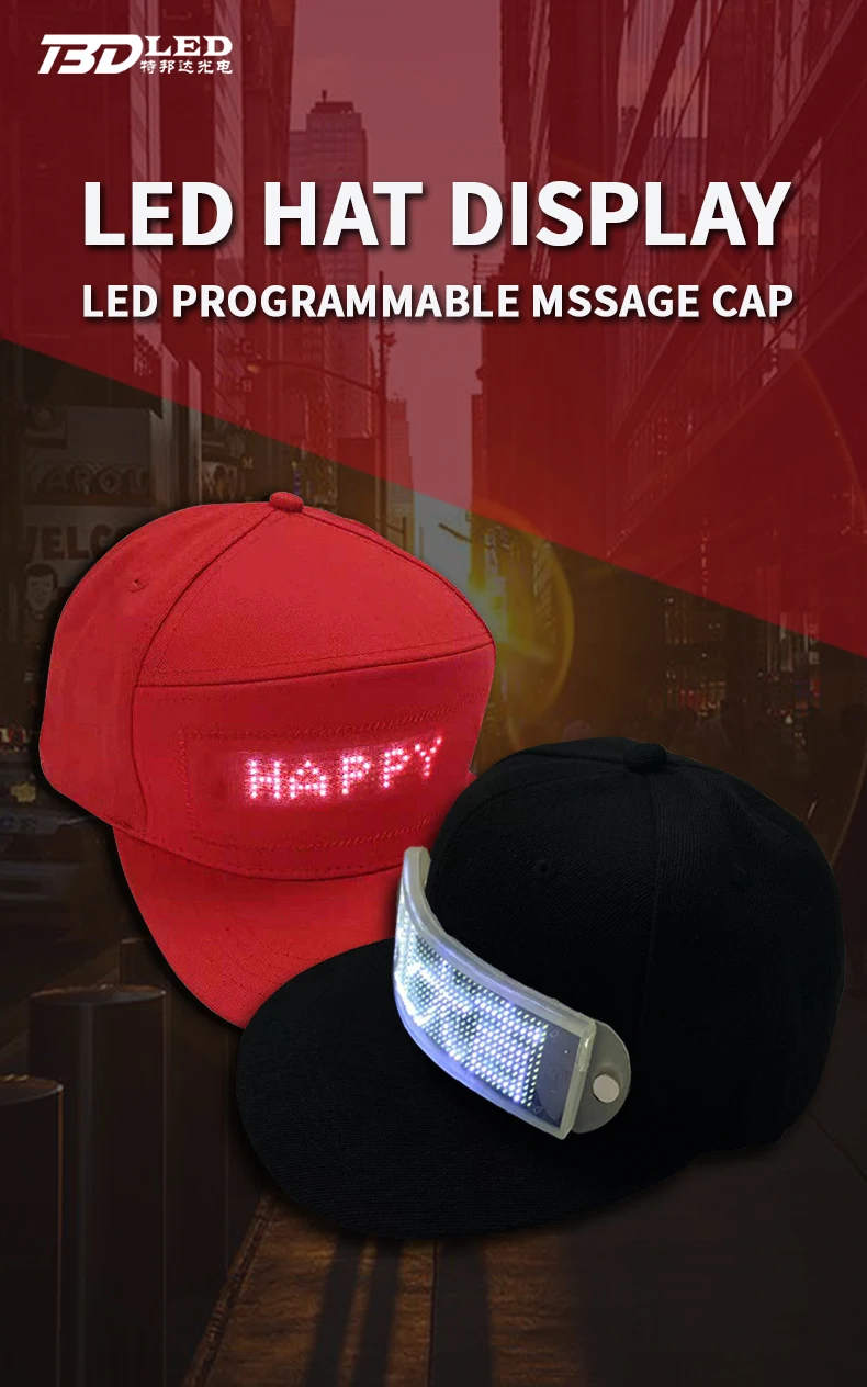 Diy Custom Words Lighting Flashing Scrolling Message Led Hat Factory ...