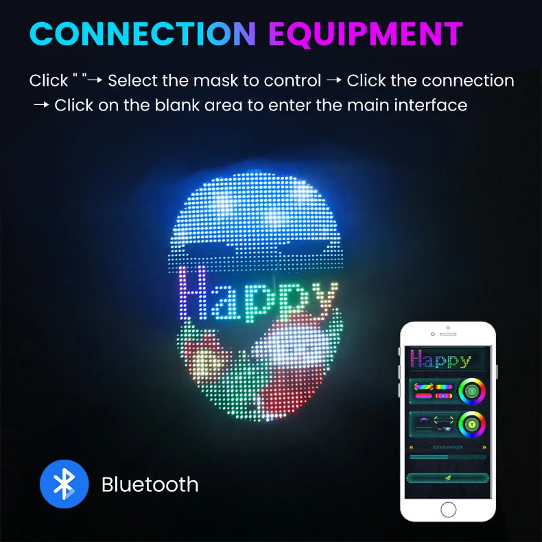 Bluetooth RGB LED Face Mask - Illuminate Halloween Parties