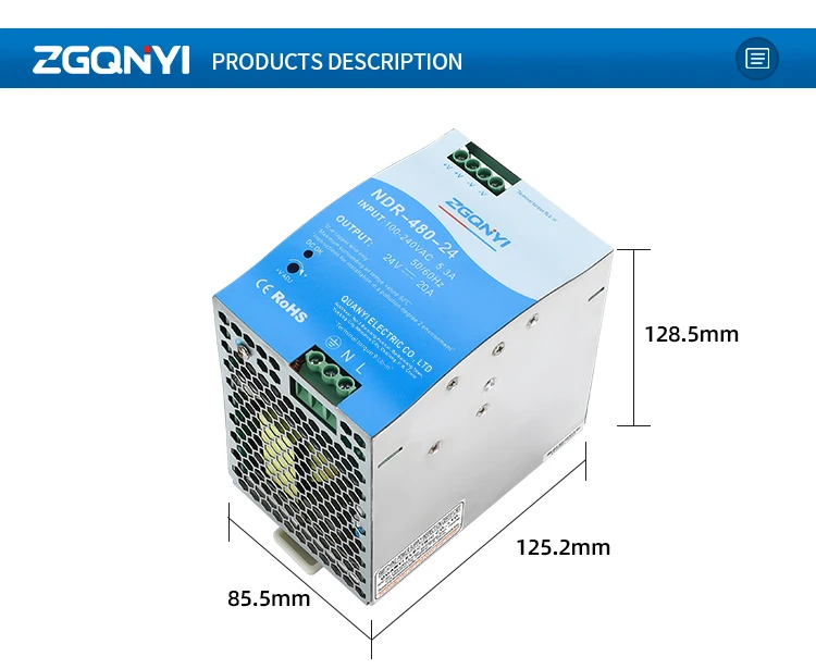 220vac To 24vdc Converter Din Rail Ndr-480w-24v Smps Switching Power ...