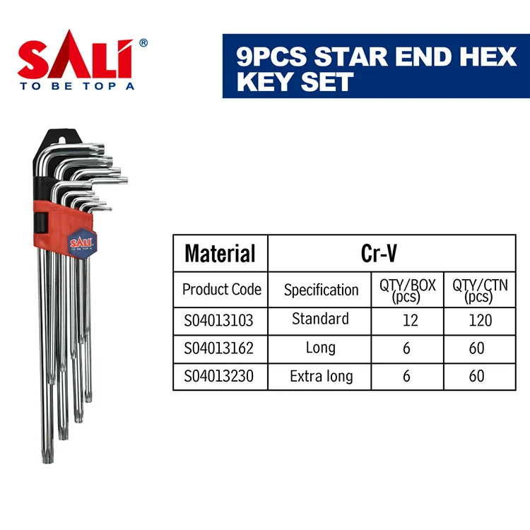 Hinged Case Double End Cr-v Material Long L-shaped 9pcs Satr End Hex ...