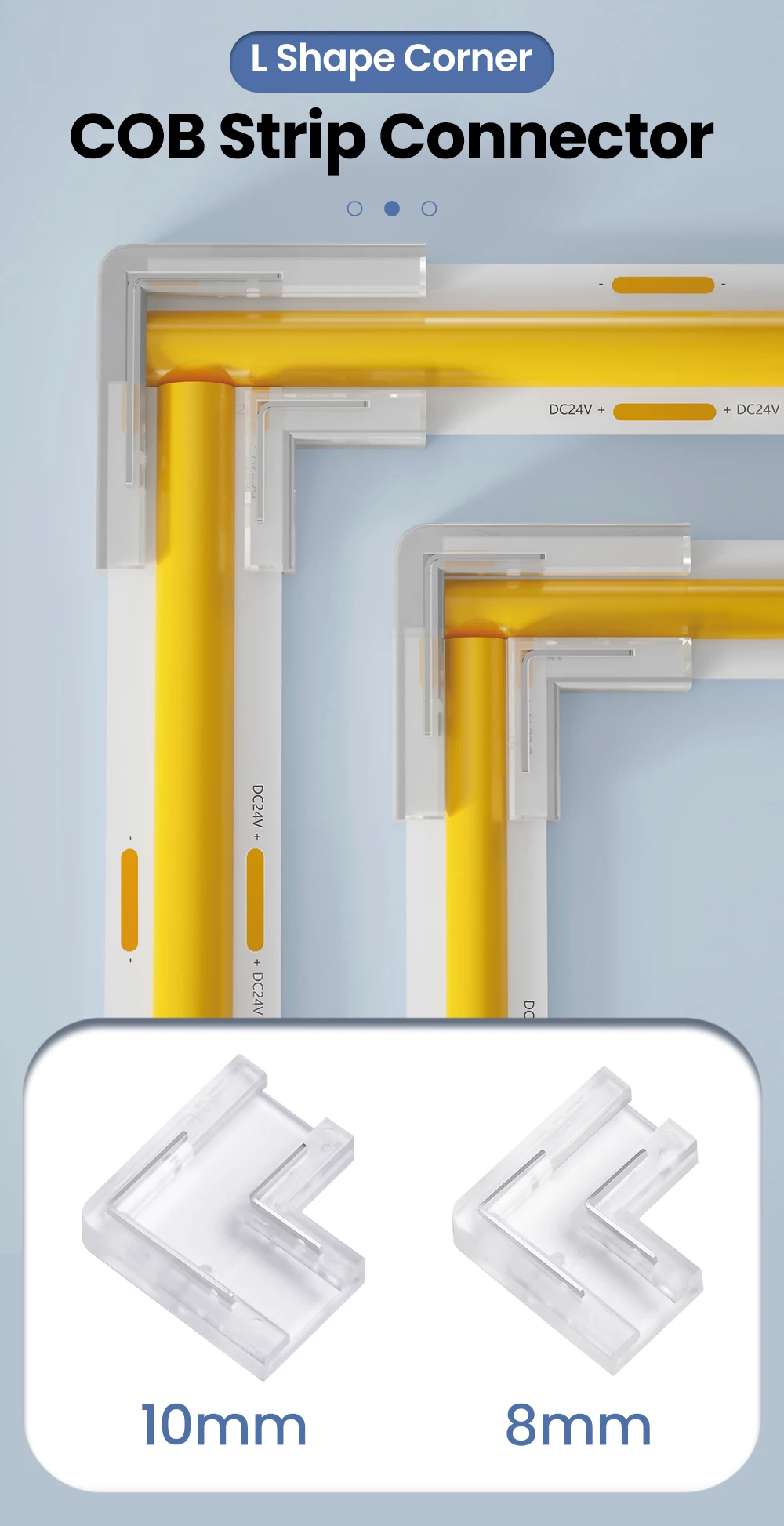 L Shape LED Strip Connector 2Pin 8mm 10mm Solderless Quick Jointer for ...