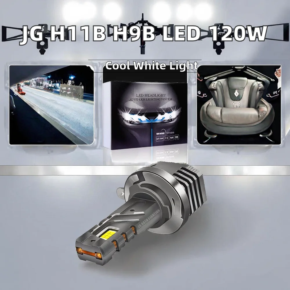 JG H11B H9B Auto LED Headlight 120W 28000lm Super Canbus 6000K White ...