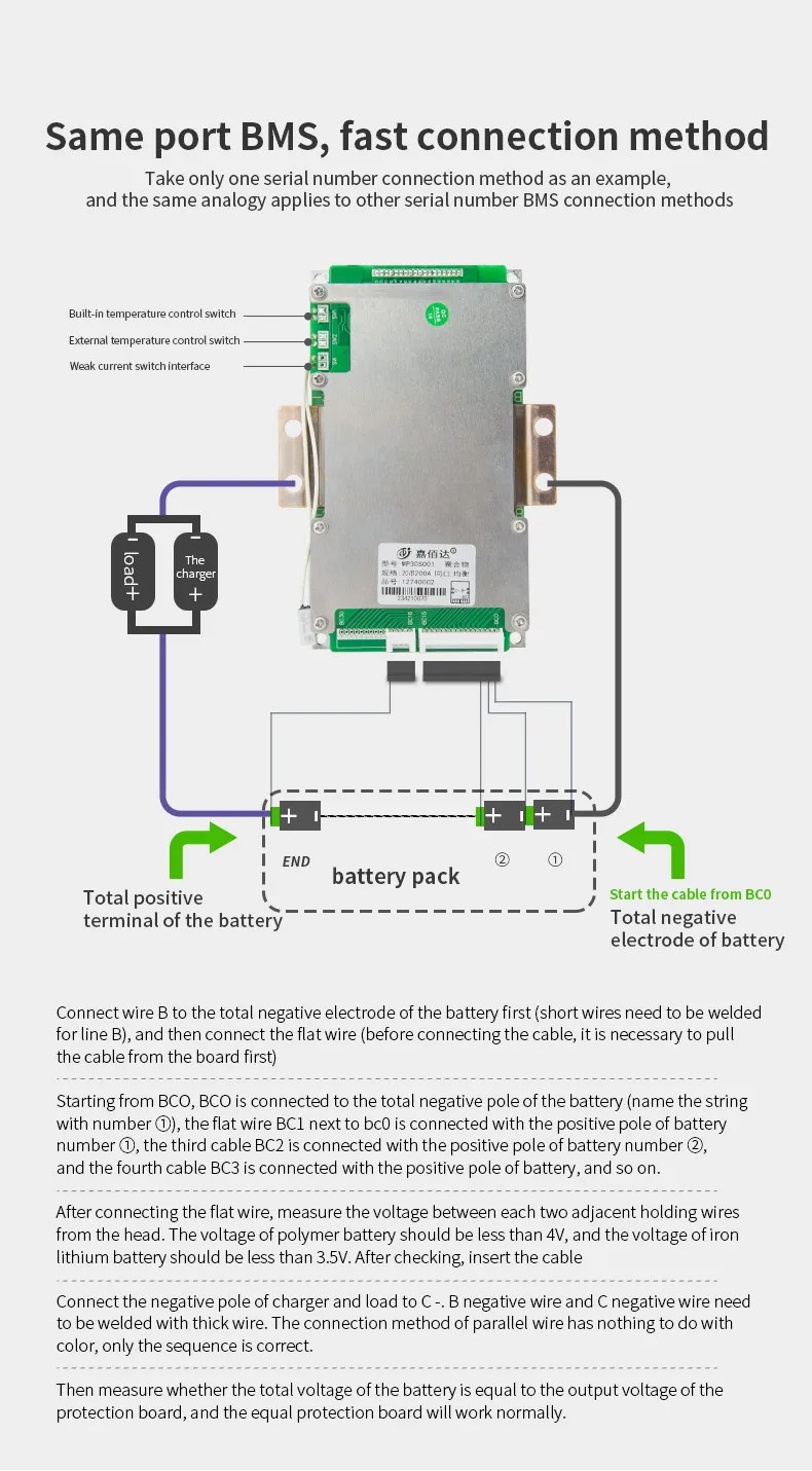 BMS 3S~30S 150A 200A Lithium Battery PCB with Balance Temp Sensor - BMS-PRO