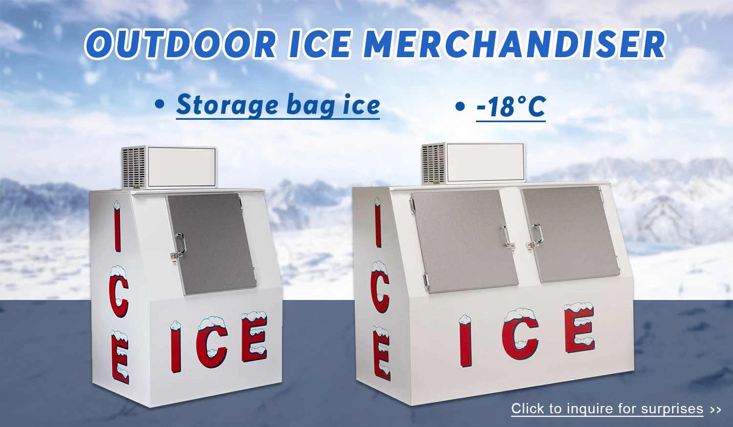 Outdoor Slanted Door Ice Cooler Bagged Storage Freezer