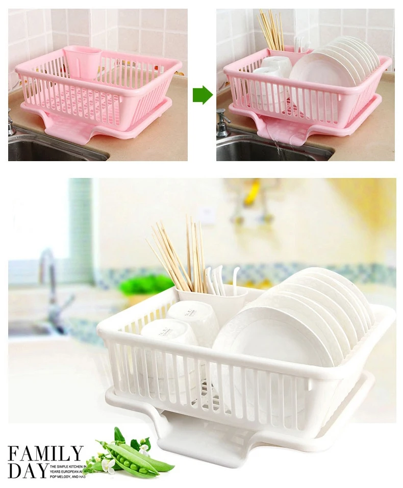 Large Bowl Rack Plastic Single-layer Drain Dripping Dish Rack Tableware ...