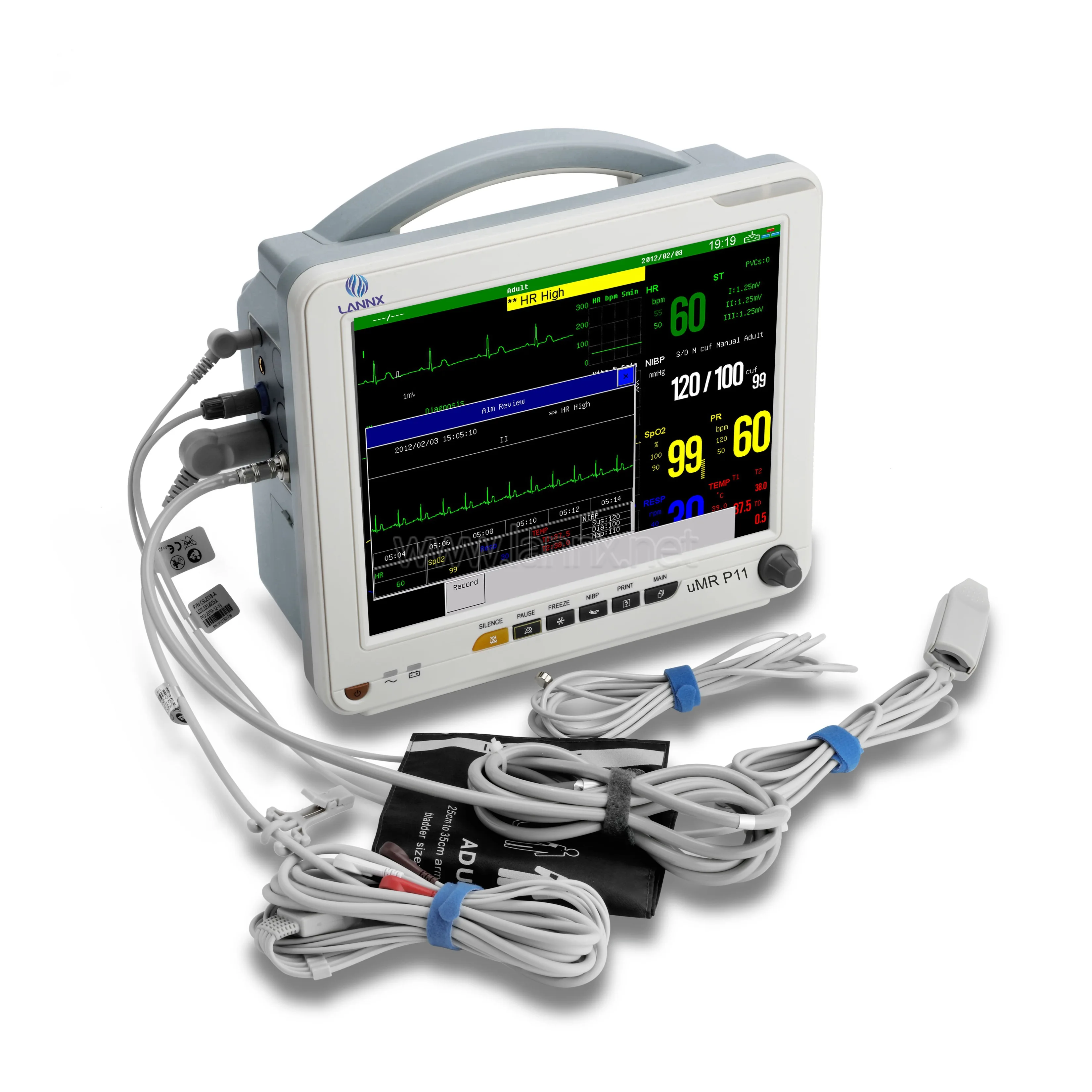 Lannx Umr P11 Oem Odm Holter Ecg Monitoring Vital Signs Monitor Medical Multiparameter Icu ...