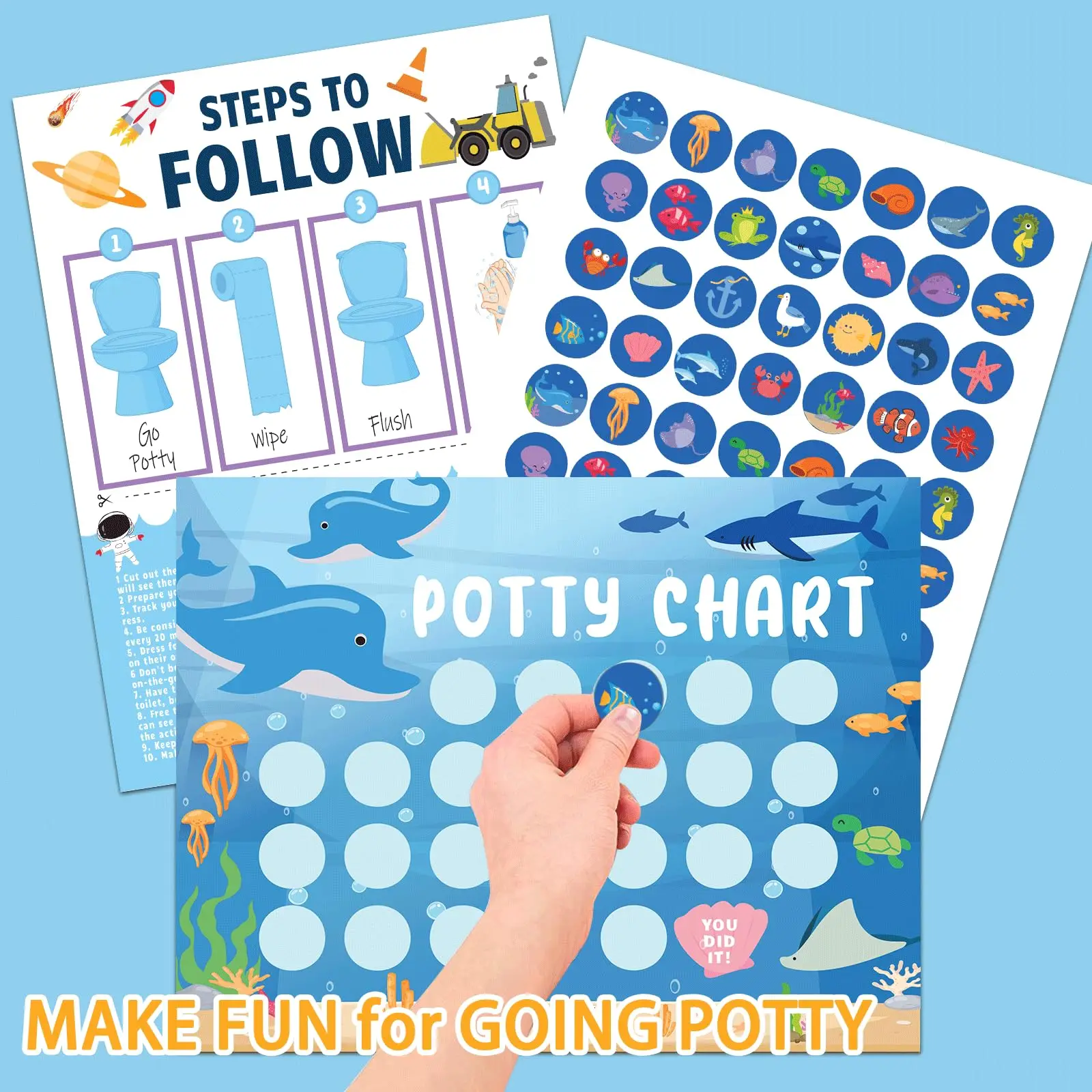 Custom Girls Boys Potty Reward Chart Sticker Set Potty Training ...
