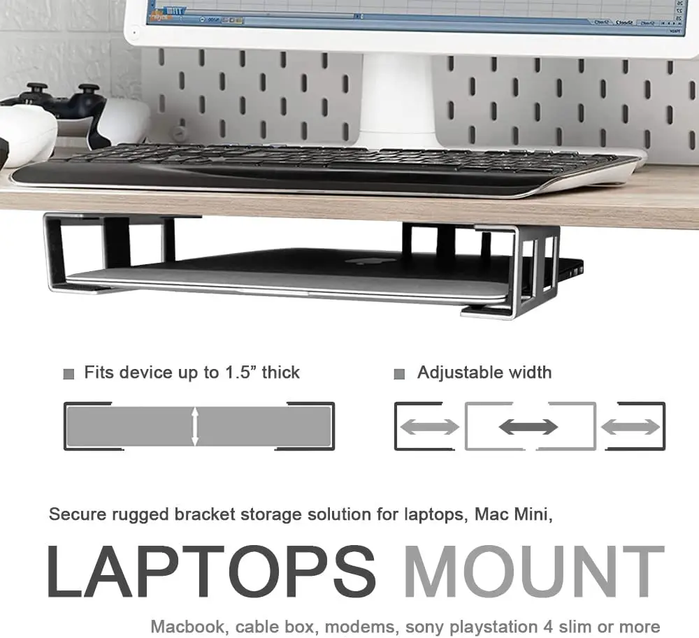 Aluminum under Desk Laptop Holder Stand Tray - Multifunction