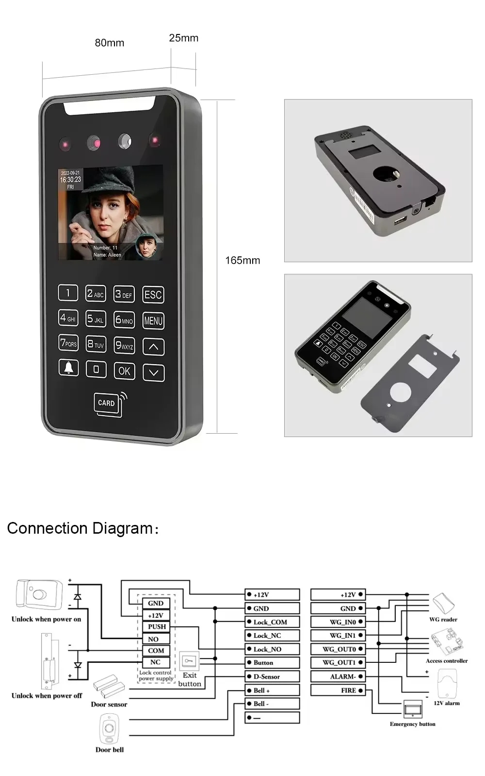 AI20 Dynamic Face Recognition RFID Password Access Control