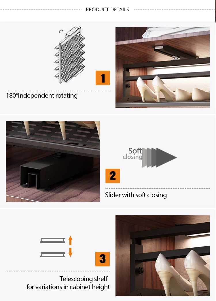 Modern Bedroom Wardrobe Pull Out Swivel 360 Rotating Shoe Rack with ...