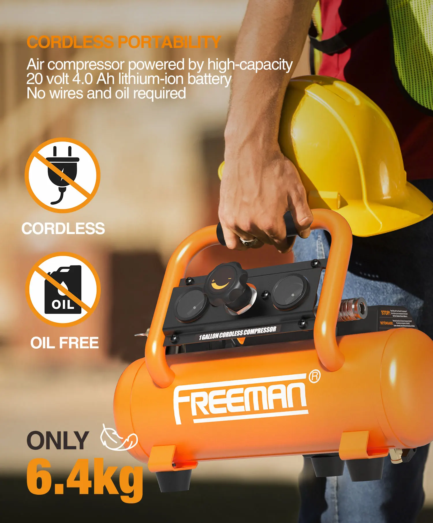 Freeman 4L 20V Battery 120PSI Cordless Portable Air Compressor