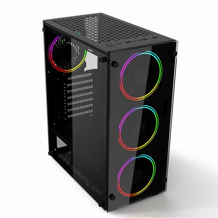 ATX Gaming Case with Glass Side Window & 6 RGB Fans