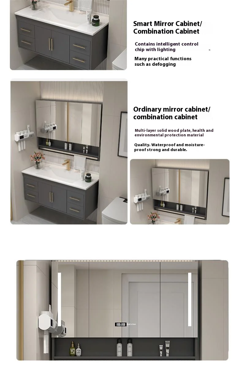 Modern Design Bathroom Vanities With Mirror and Wash Basin Ceramic Sink ...