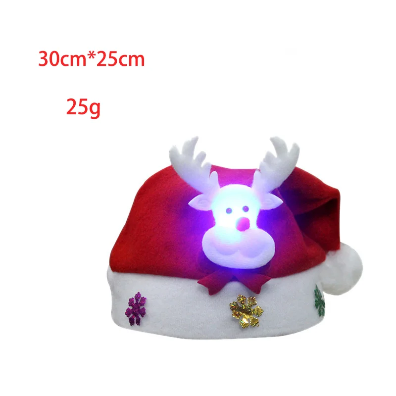 LED Christmas Hats Light Santa Claus Hat Snowman Elk Xmas Hat for Adult ...