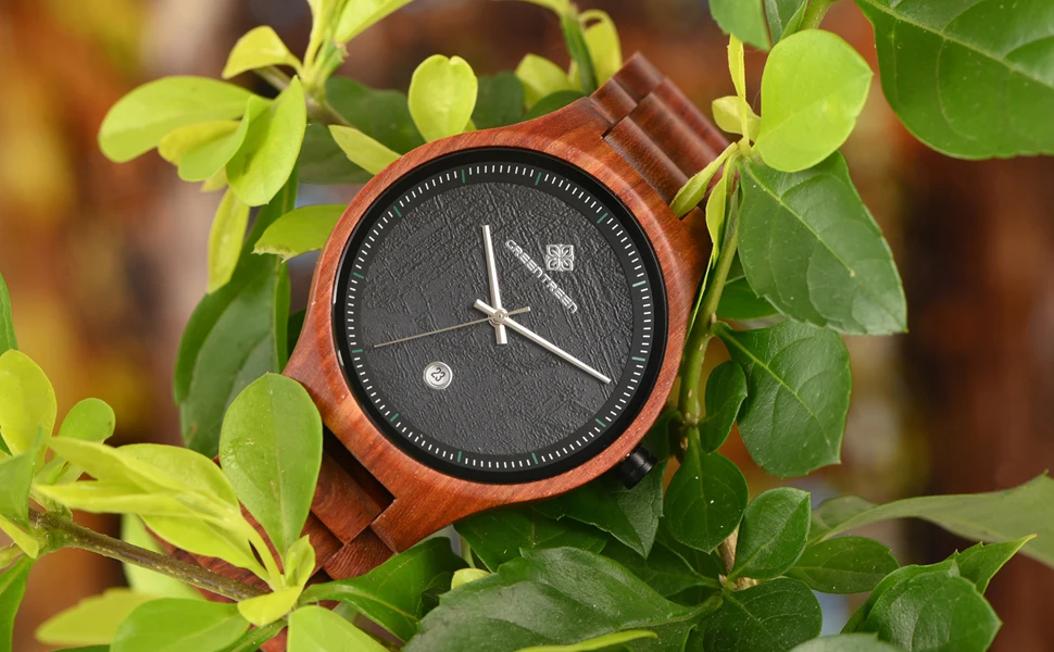 Men Wristwatches Wooden Watches For Men With Redsandal Wood And Rock ...