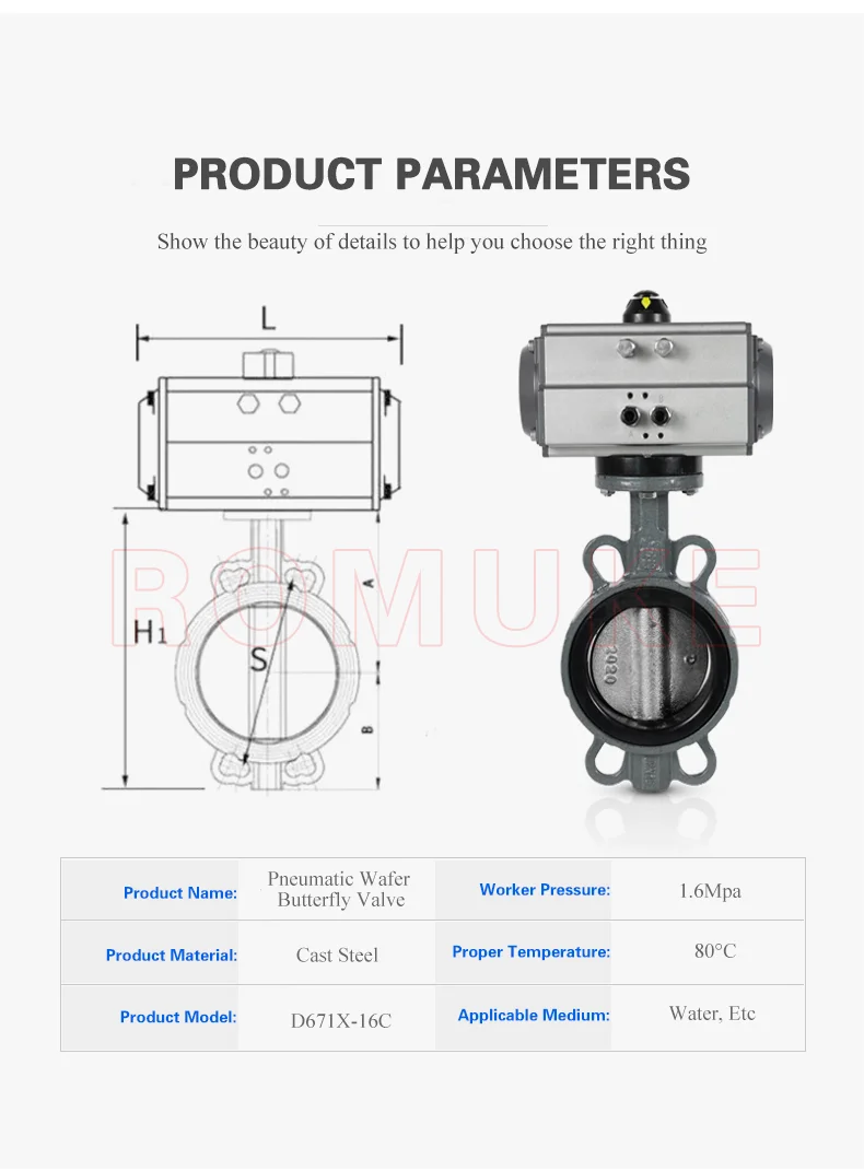 D671X-16C Pneumatic Butterfly Valve - Cast Steel & EPDM Seal