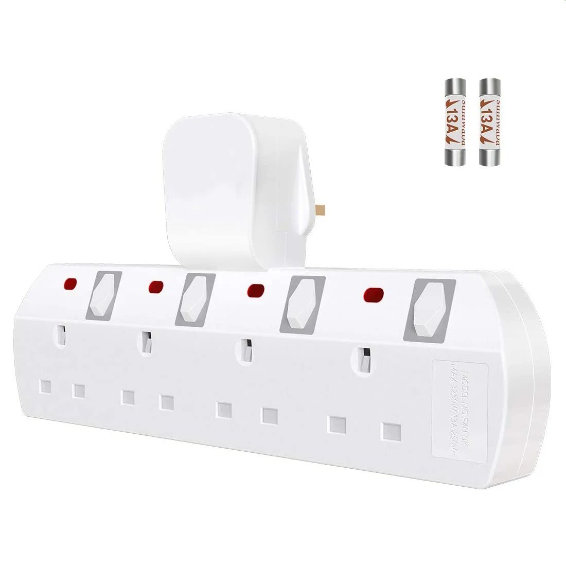 2 Way Double Plug Adaptor/multi Plugs Extension Sockets Adapter/uk 3 ...