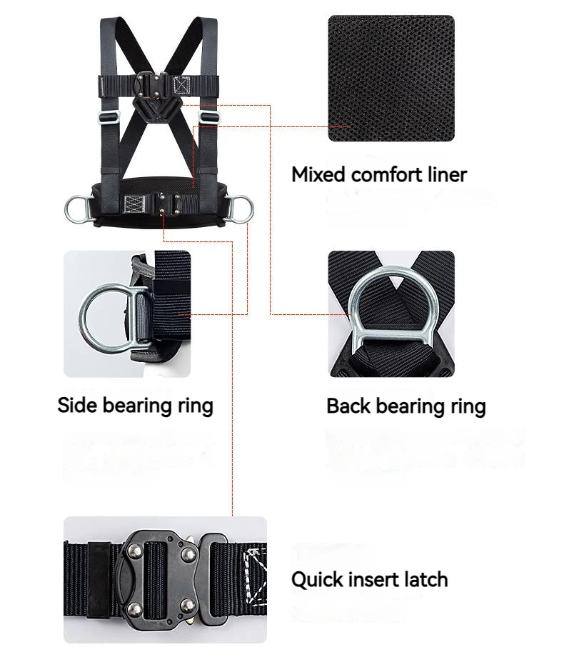Upgraded Black Double D-Ring Back Padded Electrician 3-point Half Body ...