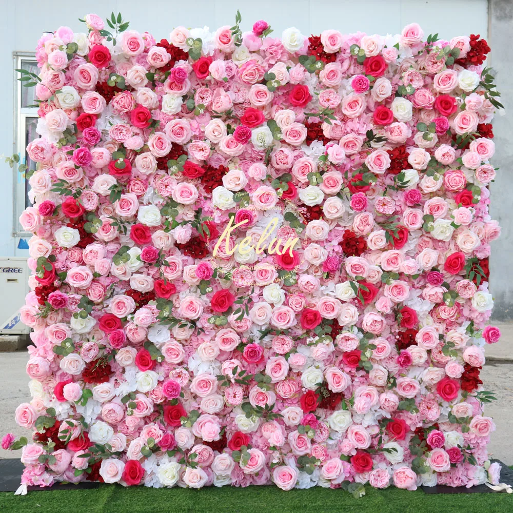 Gj-wa88 Customized Wedding Decoration Roll Up 5d Fabric Flower Wall ...