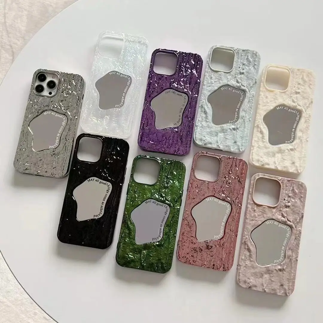 Fashion Pleated Mirror Surface Woman Phone Cover Apple Mobile Phone ...