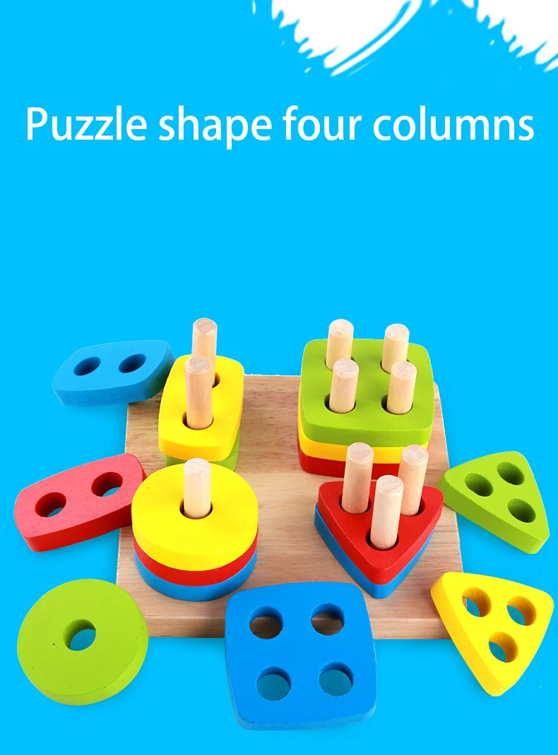 Wooden Sorting & Stacking Toy Kids Educational Learning Toys Geometry ...