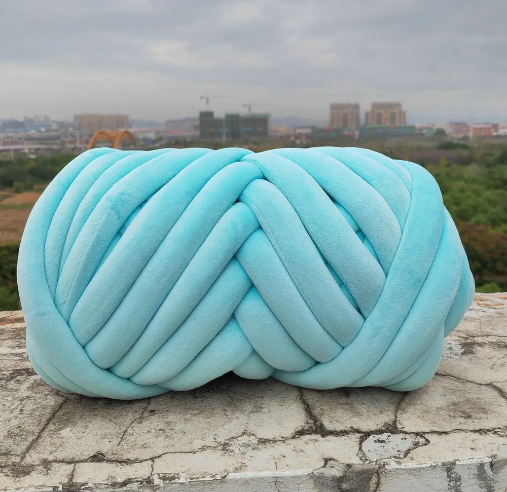 High Quality Giant 3cm Velvet Tube Yarn Arm Knitting Chunky Yarn Braid Machine Washable Big Yarn ...