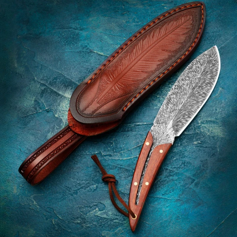 New Arrival Outdoor Feather Design Stainless Steel Drop Blade Wooden ...