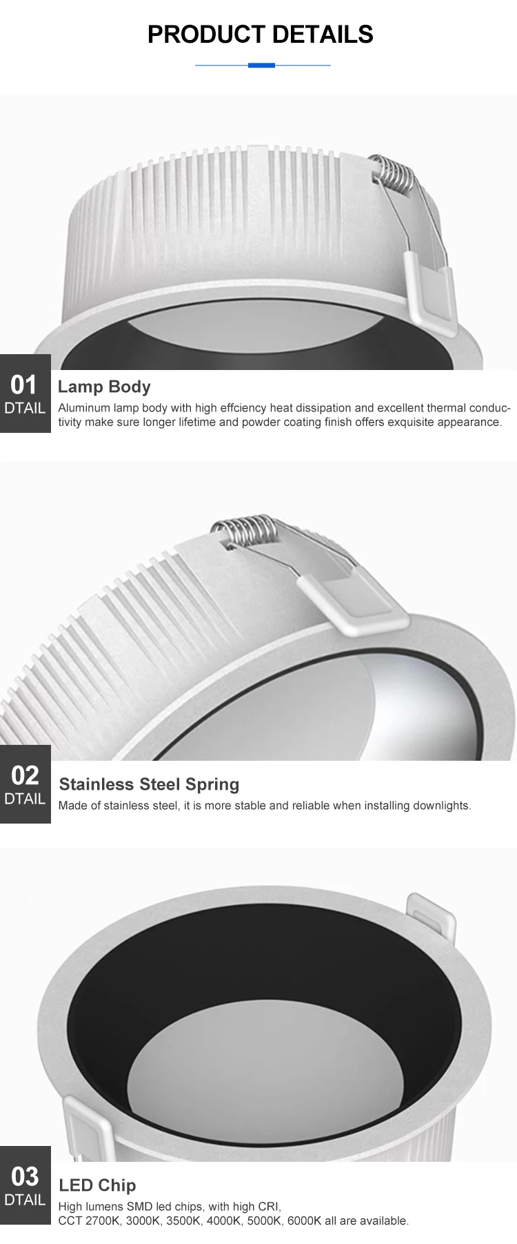 Aluminum Body Led Spotlight 10w Ceiling Light Downlights Embedded Anti ...