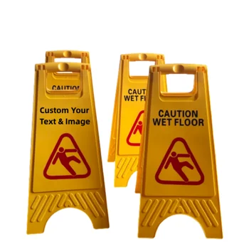 Yellow Wet Floor Caution A Collapsible Sign Bilingual Warning Signs For ...