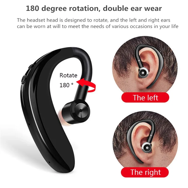 Bluetooth Earpiece Wireless Stereo Earphone Business Sports Headset 180 ...